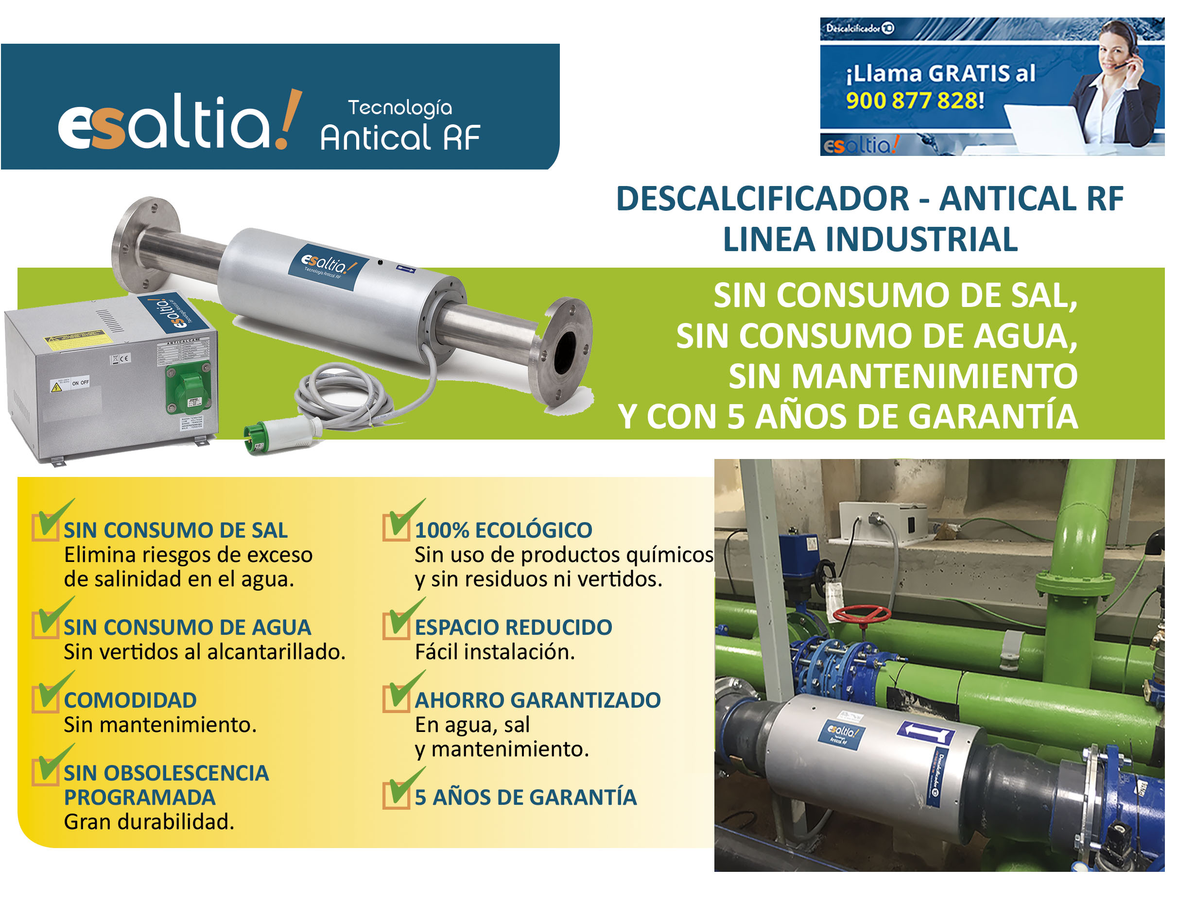 Descalcificador AntiCal RF Industrial | Esaltia